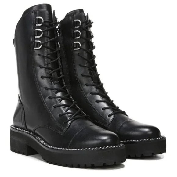 Sam Edelman | Shoes | Like New Sam Edelman Lenley Moto Boots Black Leather Combat Lace Up 75 ...